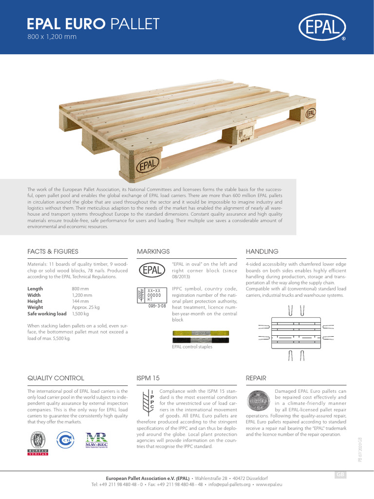 EPAL Euro Pallet Specifications Guide | PDF | Pallet | Freight Transport