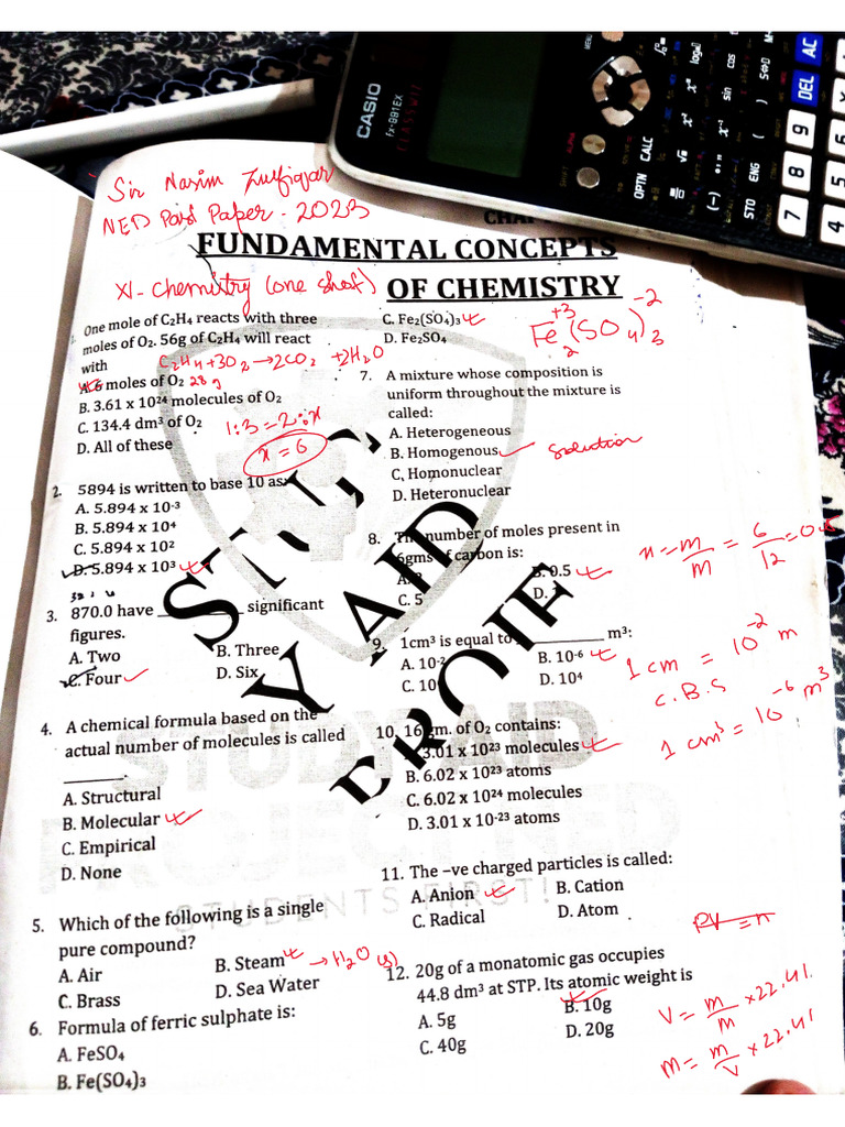ECAT CHEMISTRY (XL) PAST PAPERS NED | PDF
