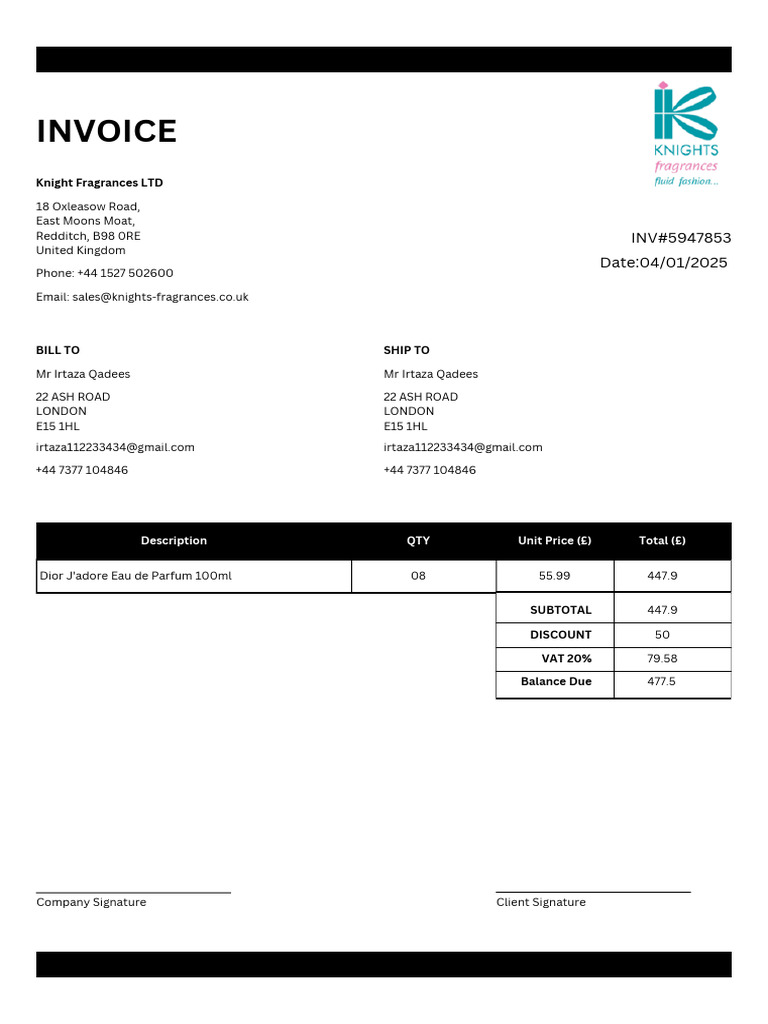 DIOR Invoice | PDF