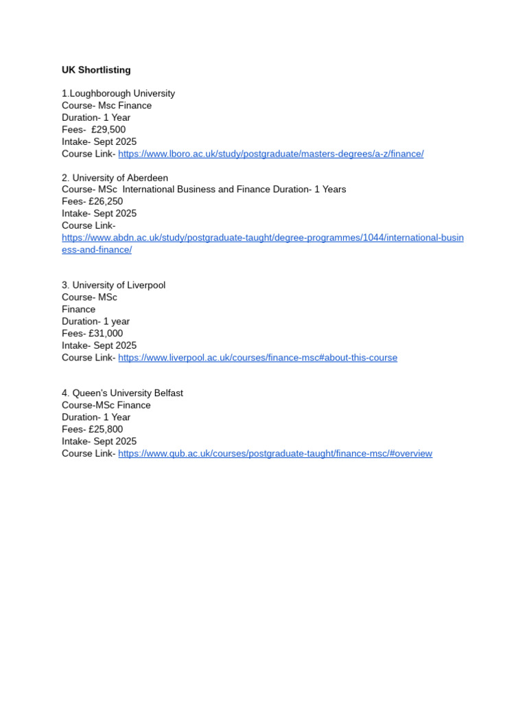 UK Shortlisting | PDF