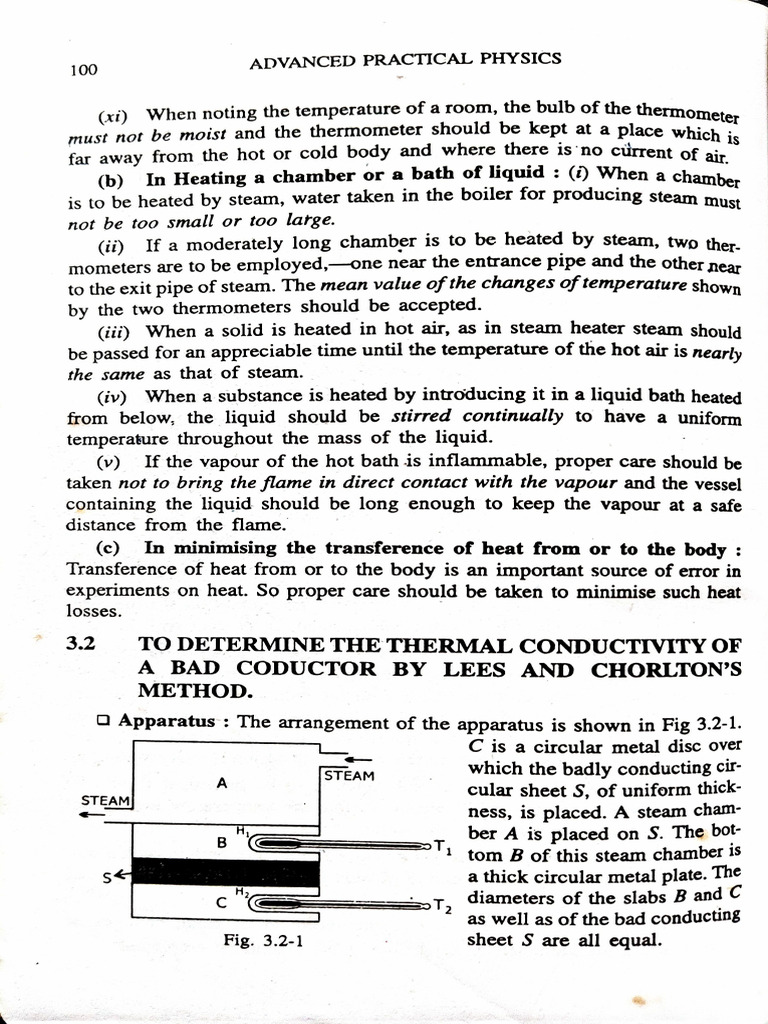 To Determine The Thermal Conductivity of A Bad Conductor by Lees and ...