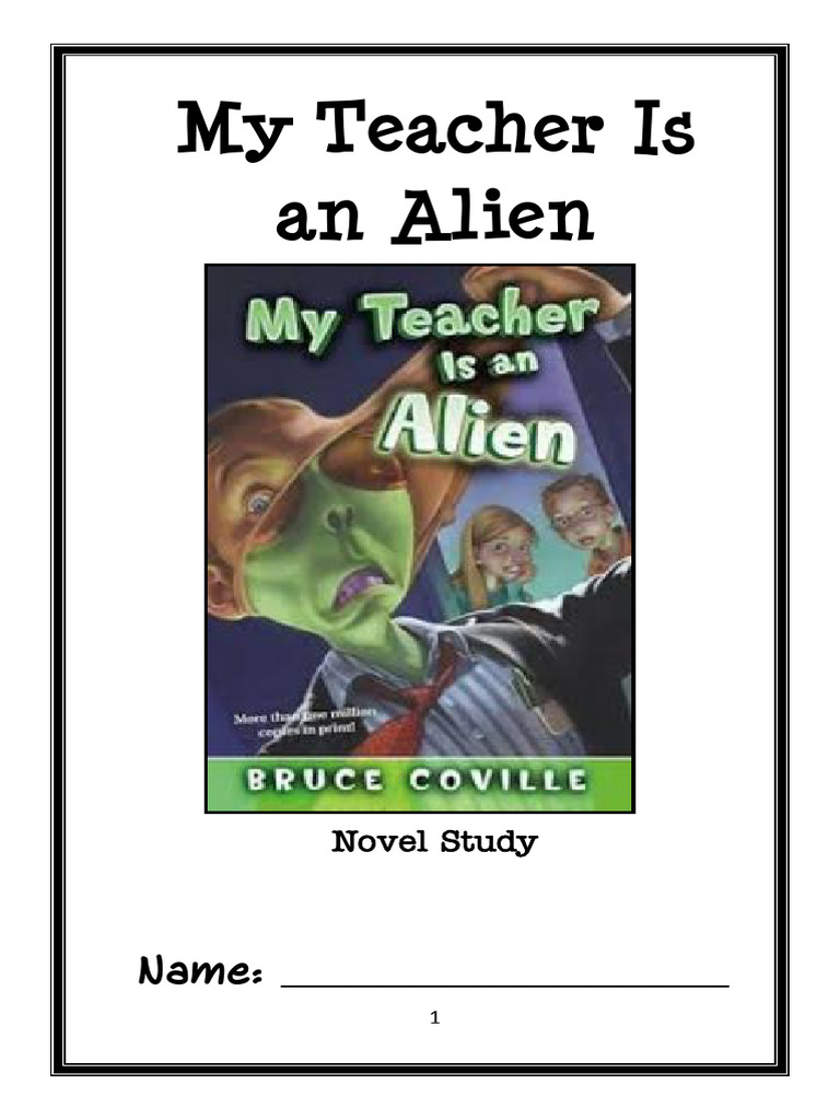 My Teacher Is An Alien Bruce Coville Novel Study Reading Comprehension ...