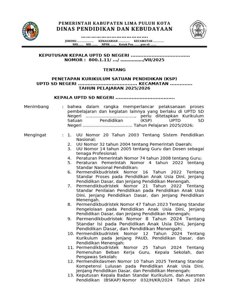 SK Pemberlakuan KSP | PDF