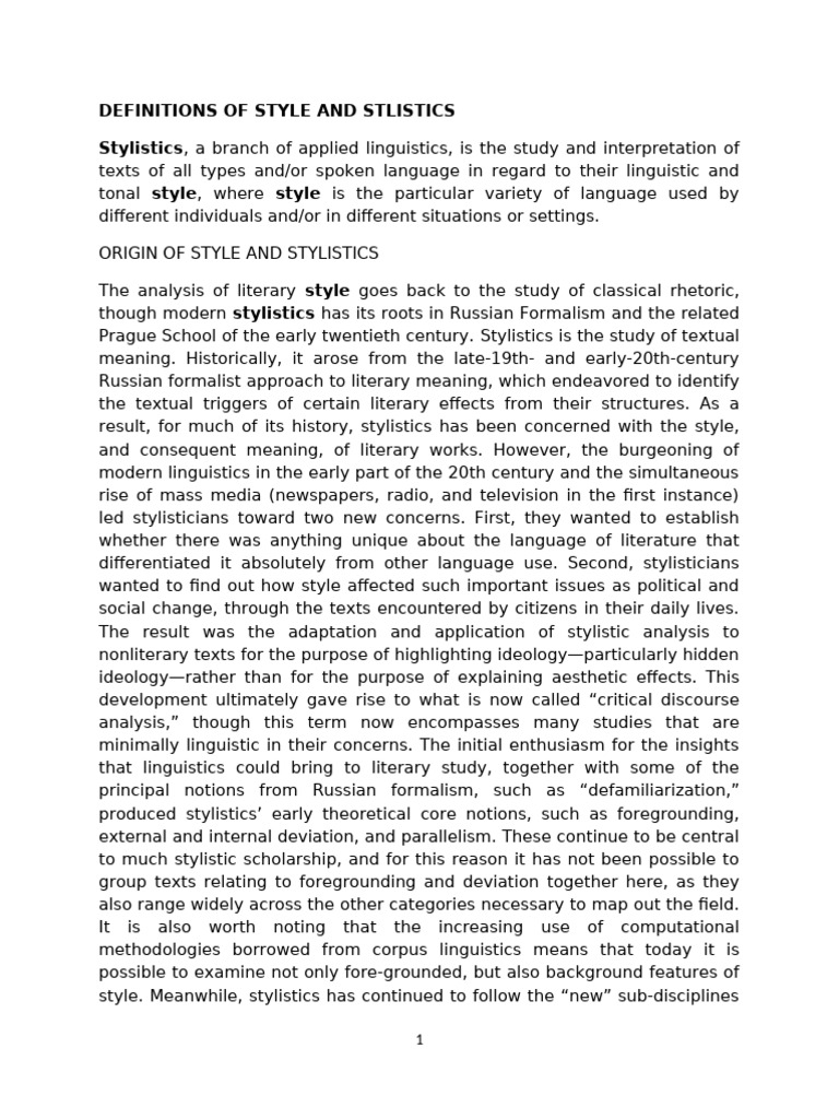 Understanding Style in Stylistics | PDF | Narration | Word