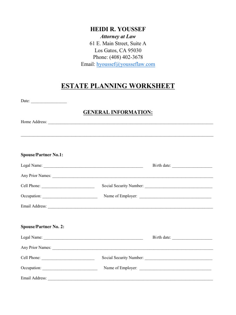 Estate Planning Worksheet Template | PDF | Individual Retirement ...