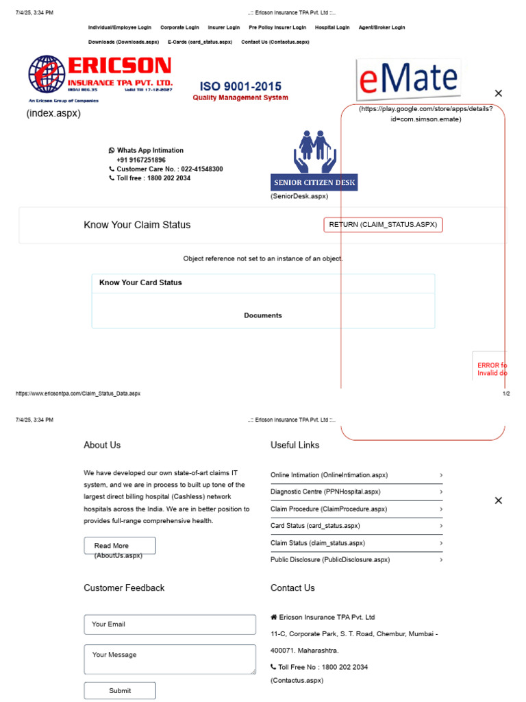 Ericson Insurance TPA Pvt. LTD . | PDF | Service Industries