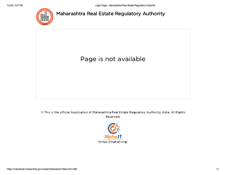 Maharashtra RERA Login Information | PDF