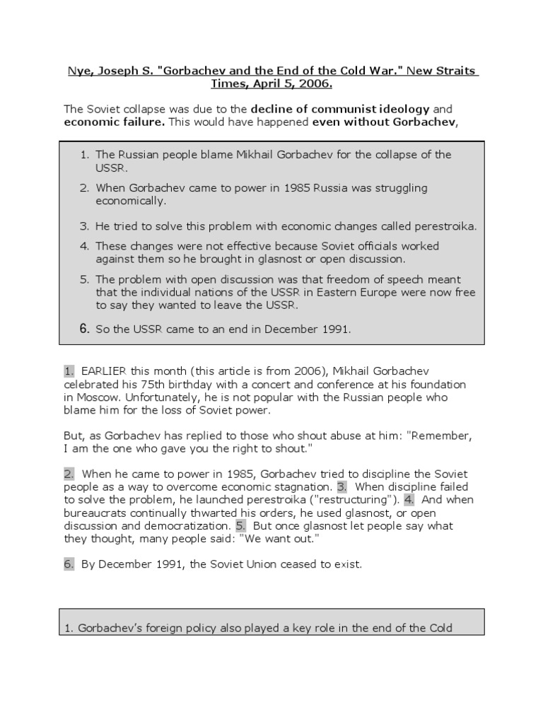 Gorbachev's Role in USSR Collapse | PDF | Mikhail Gorbachev | Soviet Union