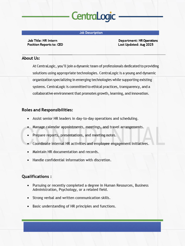 JD - CL HR Intern | PDF