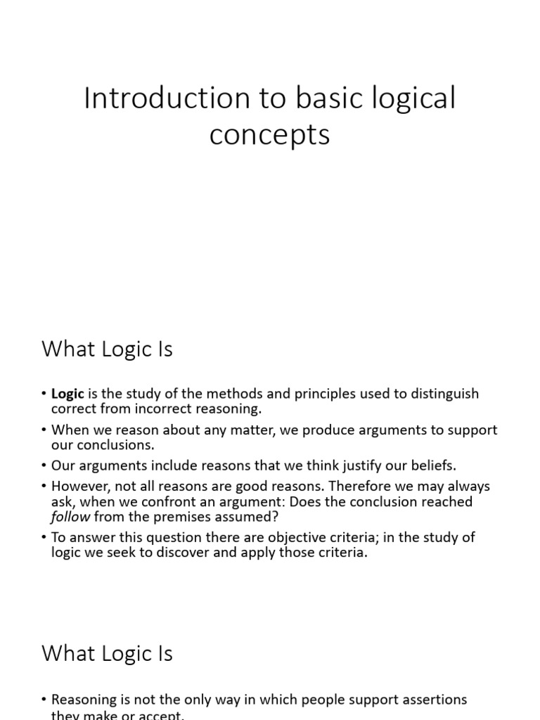 Introduction To Basic Logical Concepts | PDF | Logic | Argument