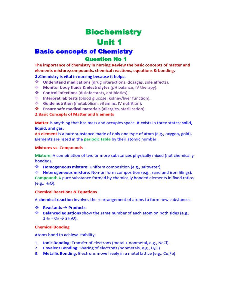 BSC Nursing Biochemistry Notes According To Curriculum | PDF ...
