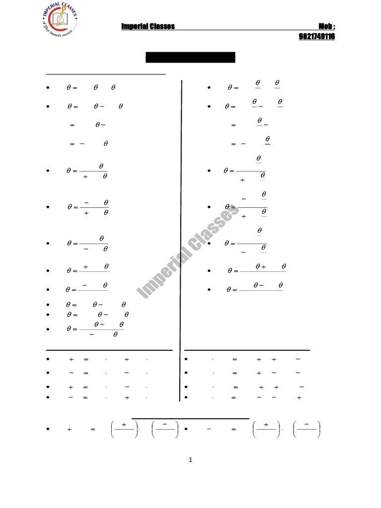 Formula Sheet - v3 April2024 | PDF | Mathematical Analysis | Complex Analysis