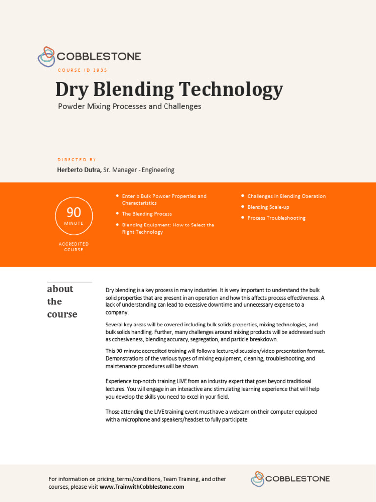 Dry Blending Training Course Overview | PDF
