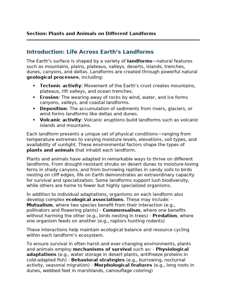 Introduction To Landforms | PDF | Habitat | Earth