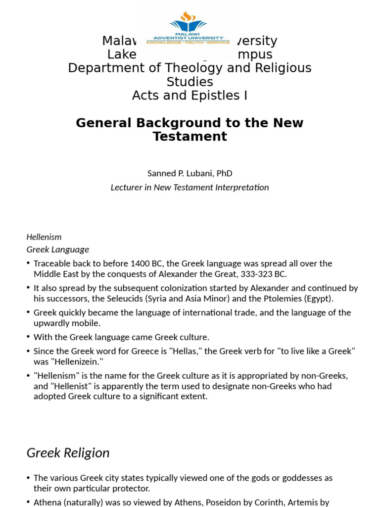 2 General Background To The New Testament | PDF | Ancient Greek ...