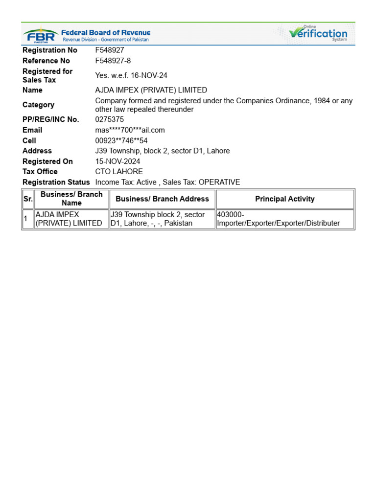 Ajda Impex Profile Active | PDF