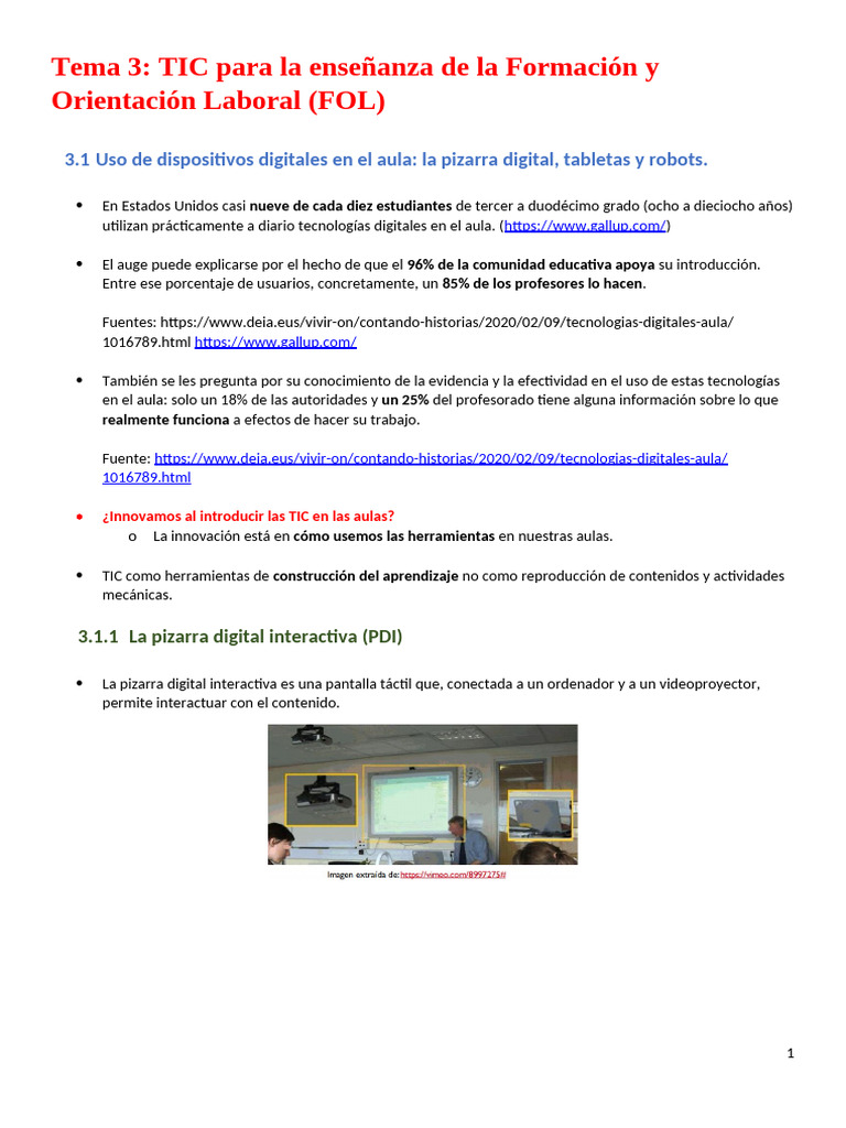 Tema 3 TIC para La Enseñanza de La Formación y Orientación Laboral (FOL) | PDF | Enseñando | Tableta