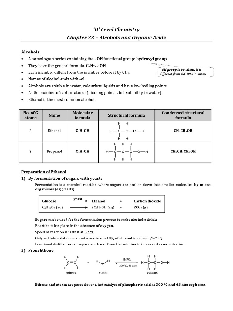 Chapter 23 - Alcohols and Carboxylic Acids | PDF | Ethanol | Ester