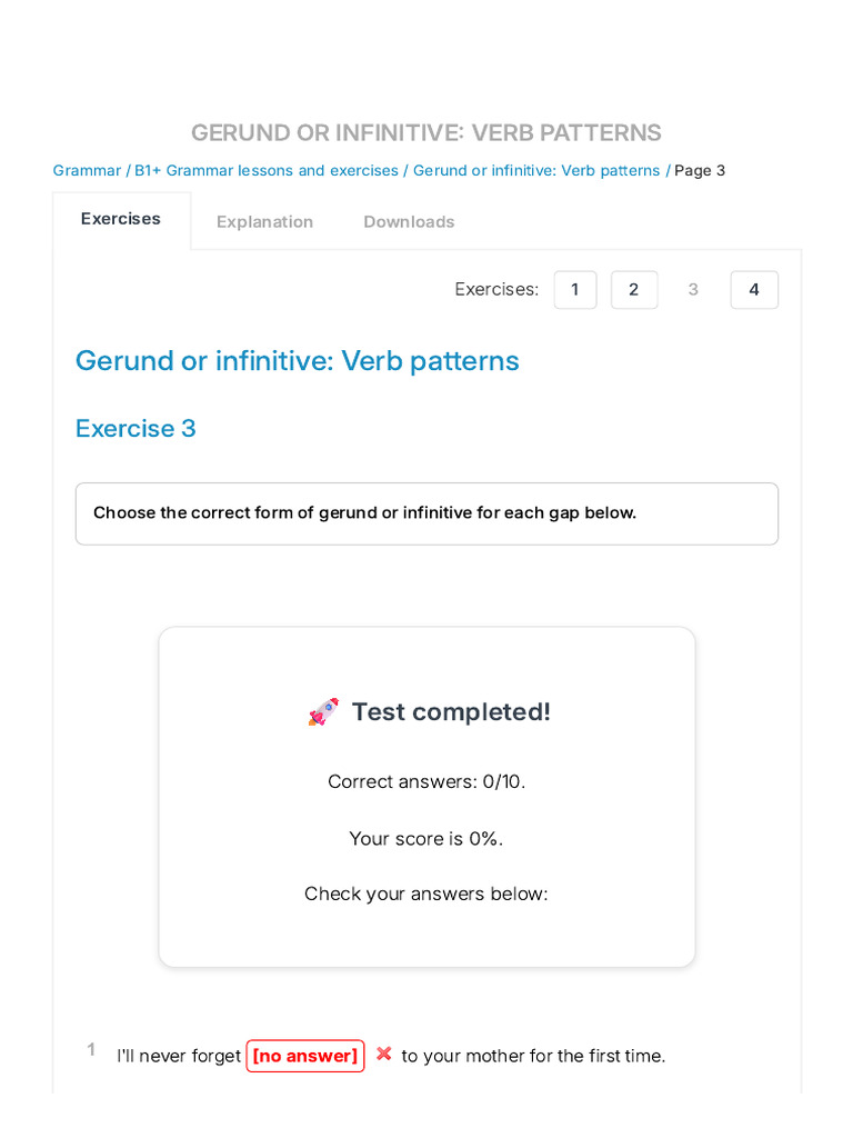 Gerund or Infinitive - Verb Patterns - Page 3 of 4 - Test-English | PDF ...