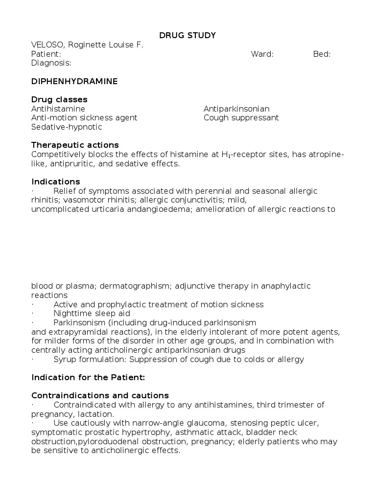 Diphenhydramine | Medical Specialties | Drugs
