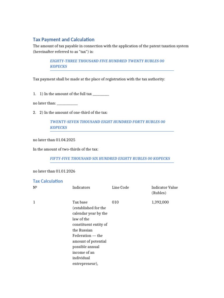 Tax Calculation Translation | PDF
