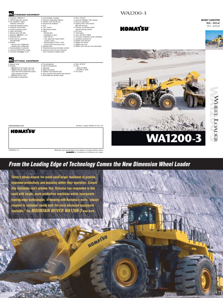 Komatsu WA1200-3 | PDF | Transmission (Mechanics) | Truck
