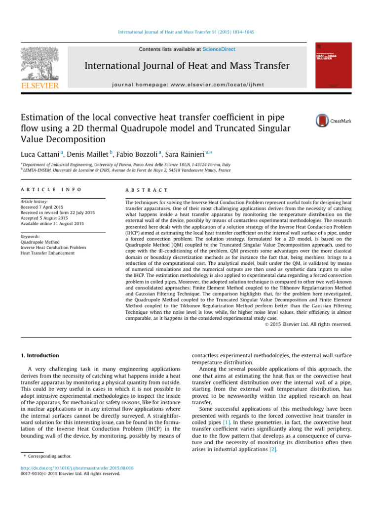 International Journal of Heat and Mass Transfer: Luca Cattani, Denis ...