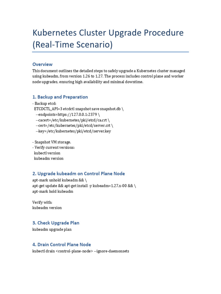 Kubernetes Upgrade Procedure | PDF