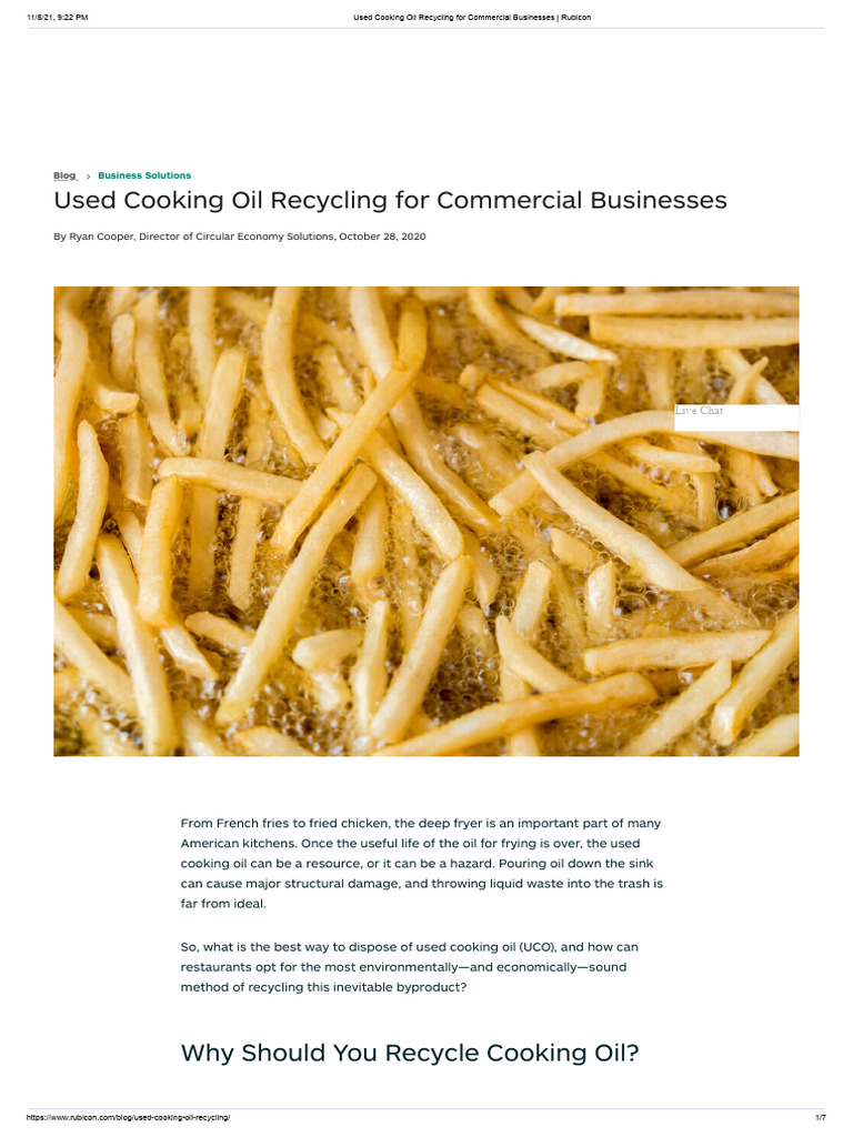 Used Cooking Oil Recycling For Commercial Businesses - Rubicon (Boyalı ...