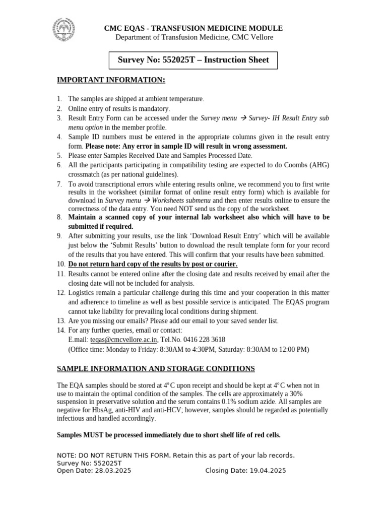 CMC Vellore EQAS Transfusion Guidelines | PDF | Blood Transfusion ...