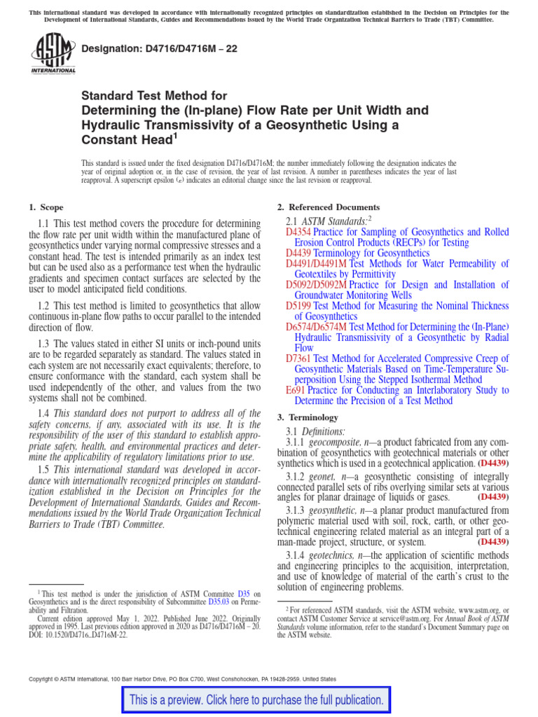 ASTM D4716 Geosynthetic Flow Test | PDF | Geotechnical Engineering