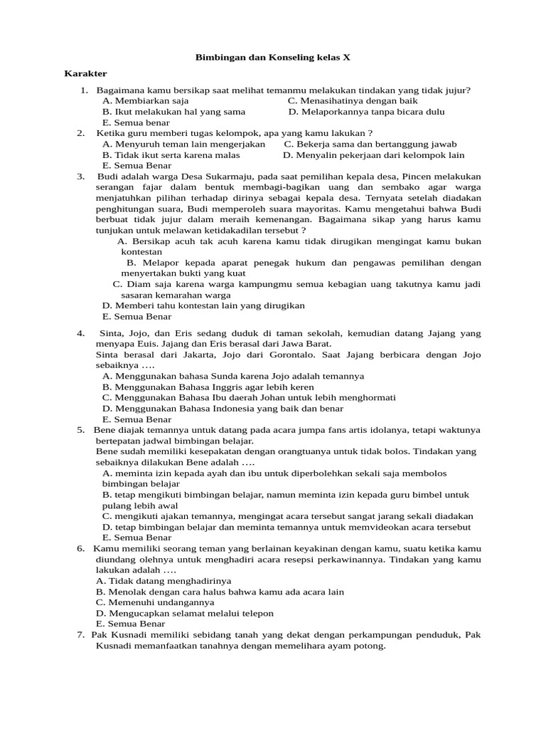 Soal Bk Kelas 10-11 2025 | PDF