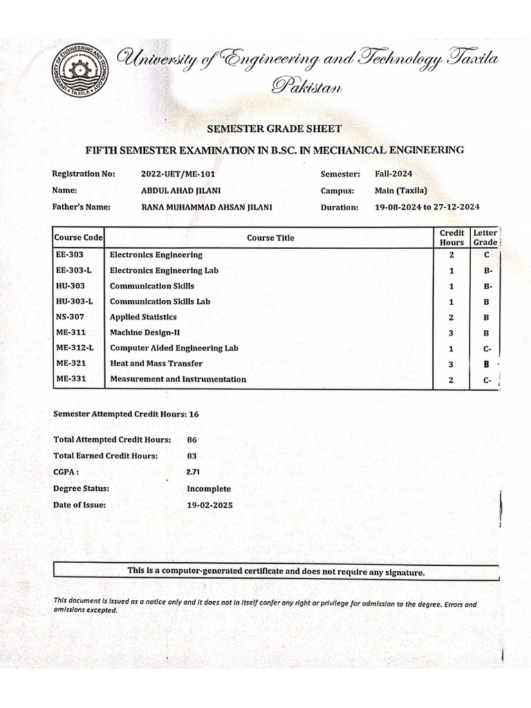 Gpa Sheet | PDF