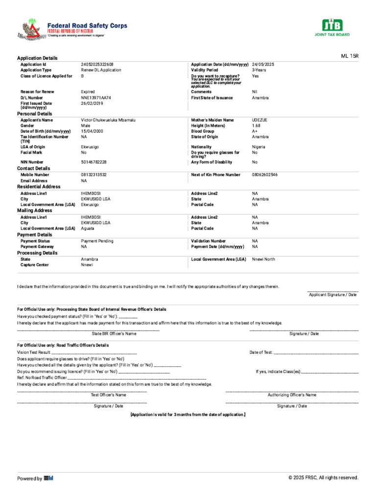 Nigeria Driver's Licence | PDF