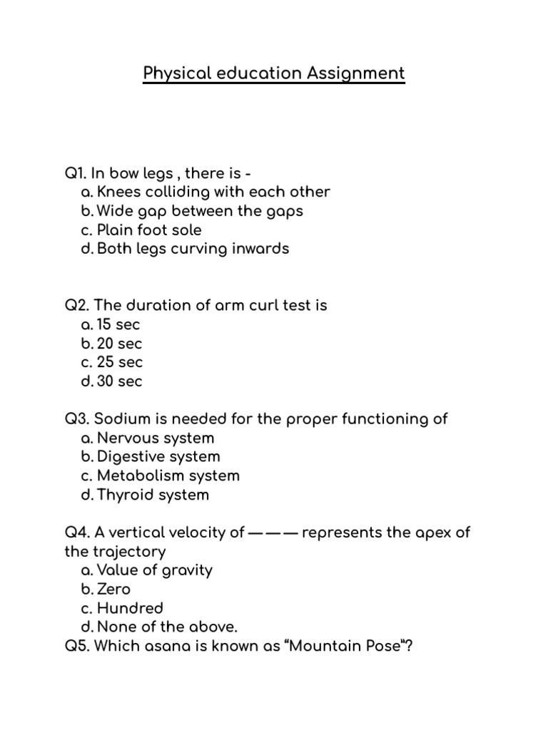 Physical Education Assignment | PDF