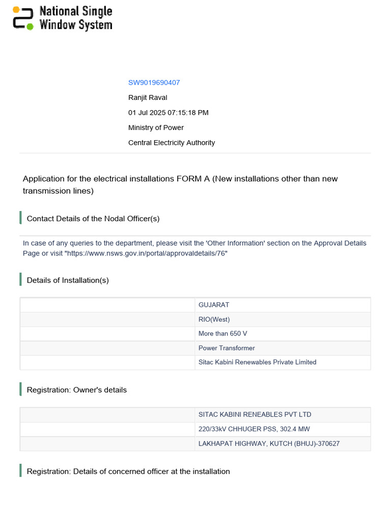 Electrical Installation Approval Form A | PDF | Electricity | Electric ...