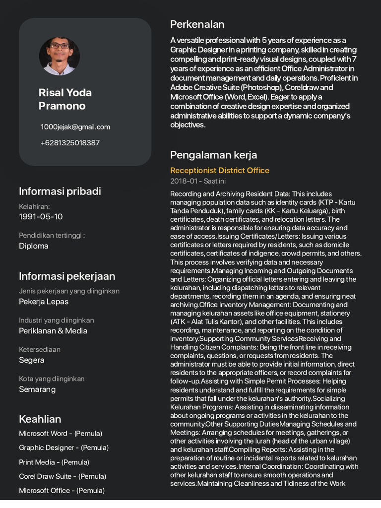 Risal Yoda Pramono - CV - 20250614113822 | PDF | Graphic Design ...