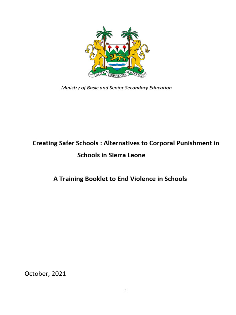 Alternatives To Corporal Punishment in Schools in Sierra Leone. A Training Booklet To End ...
