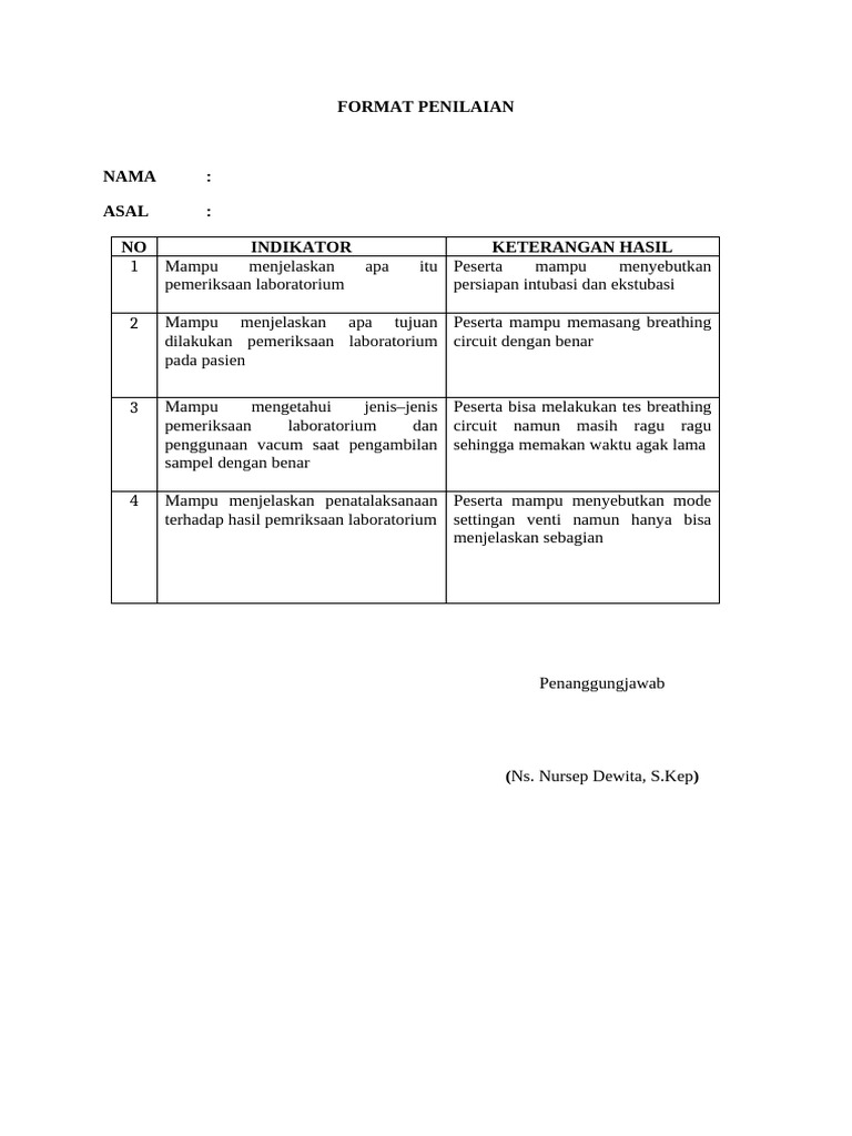 Format Penilaian Laboratorium | PDF