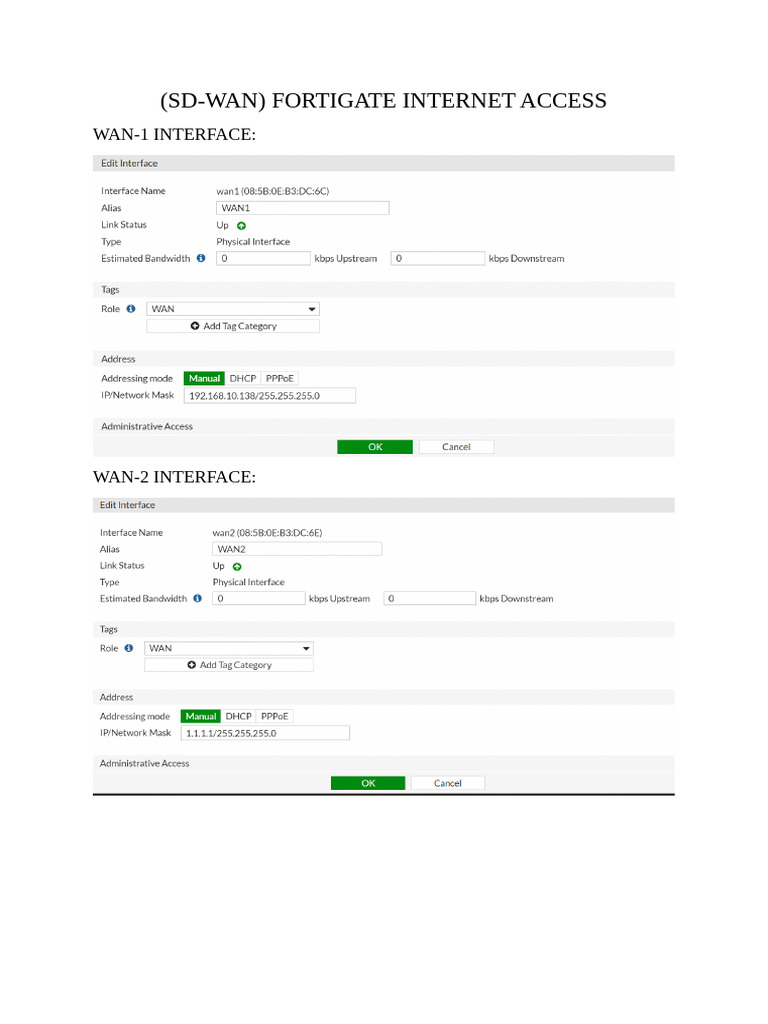 (Sd-Wan) Fortigate Internet Access | PDF