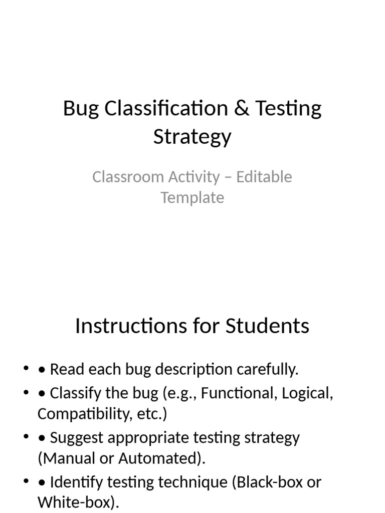 Bug Classification Activity Template | PDF