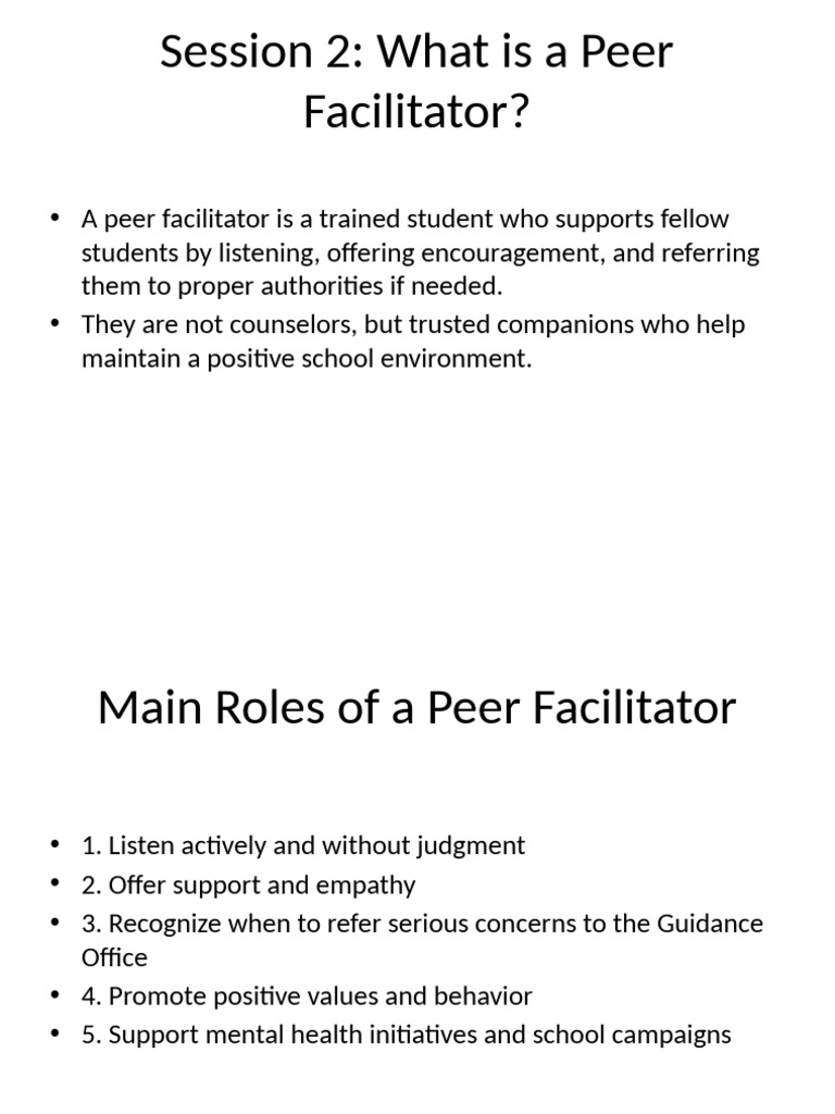 Session2 What Is A Peer Facilitator ENGLISH | PDF