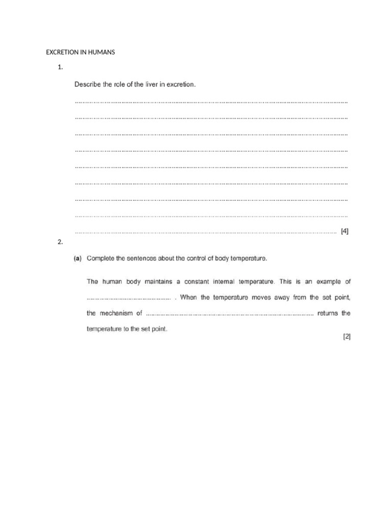 Excretion in Human | PDF