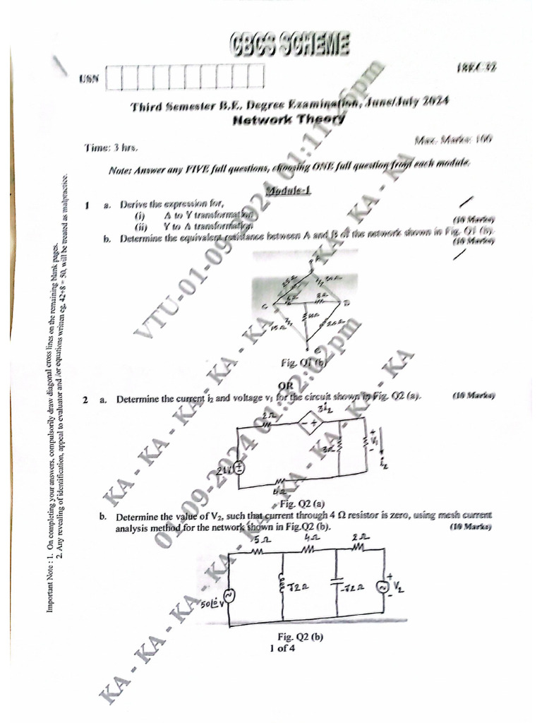 Network Analysis QP 1-9-2024 | PDF