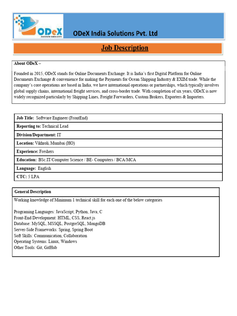 Job Description - Software Engineer-13 Jun 2025 | PDF | Java Script | Software