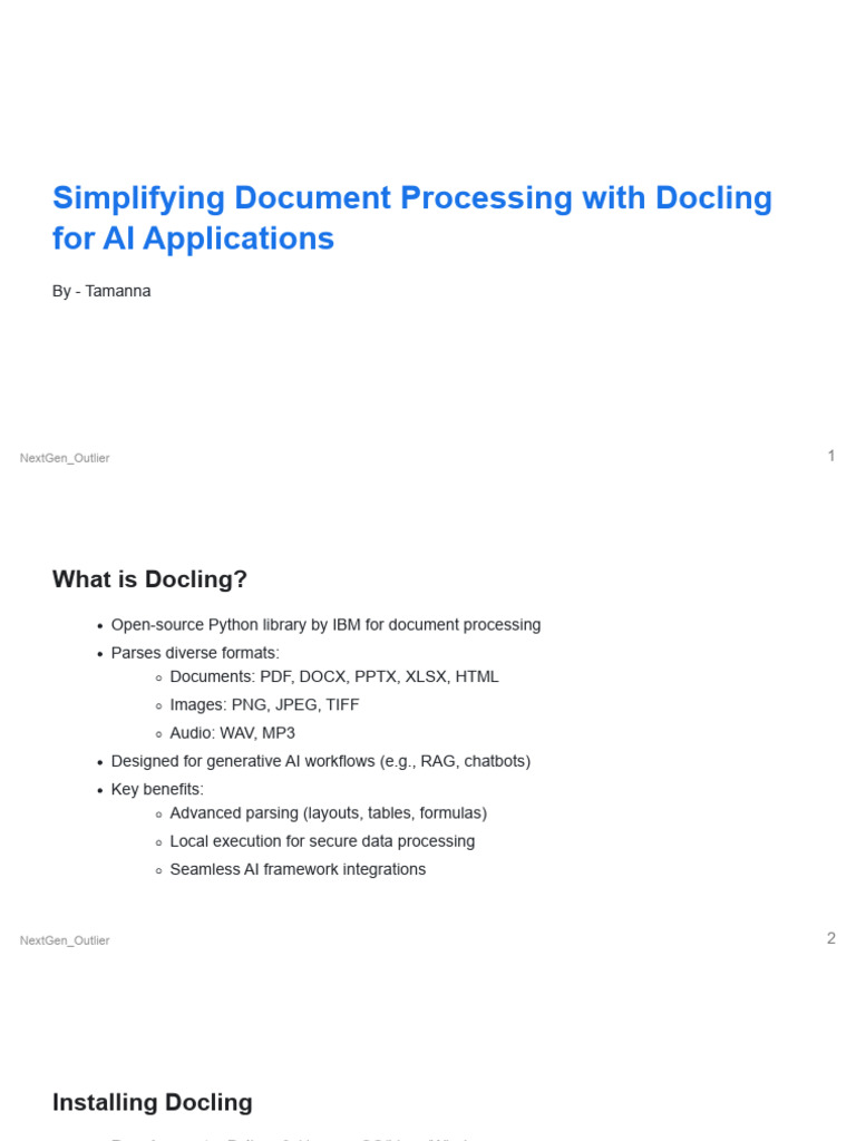 Docling: AI Document Processing Simplified | PDF | Computing | Software