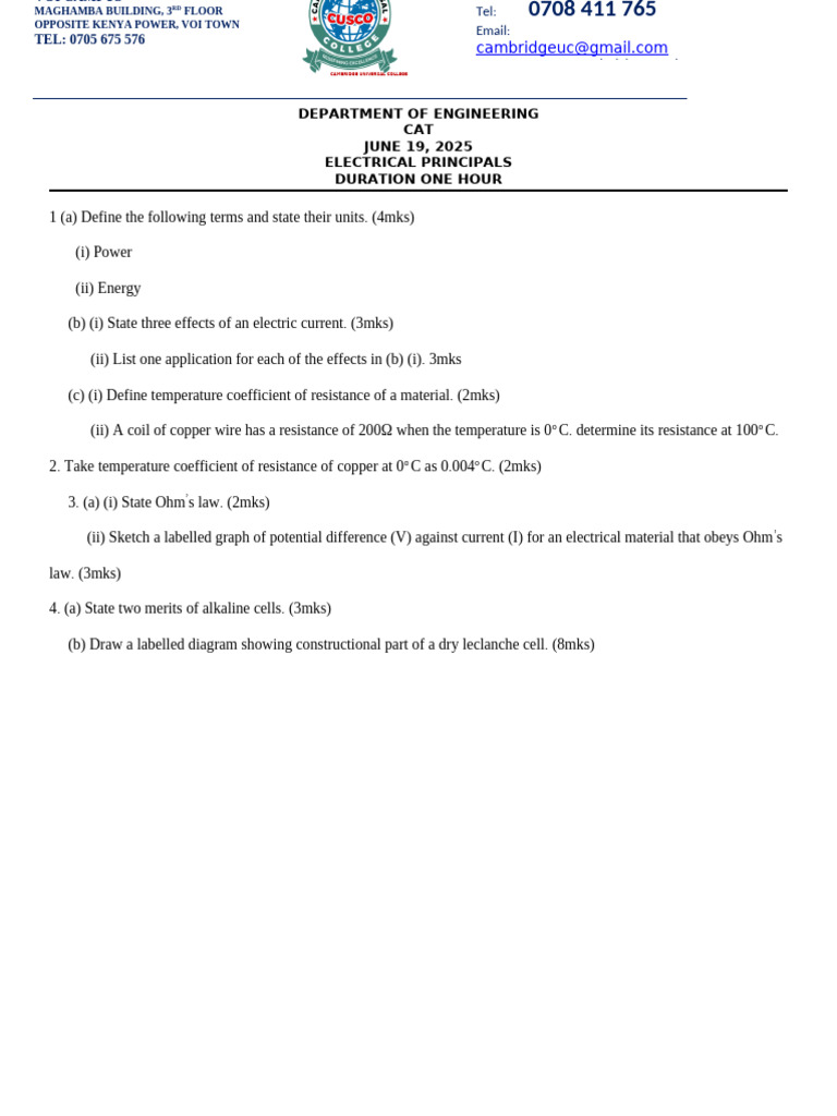 ELECTRICAL PRINCIPALS - Cat | PDF