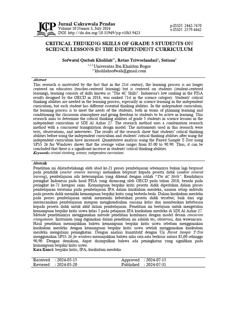 6+9423+491-499 | PDF | Quantitative Research | Critical Thinking