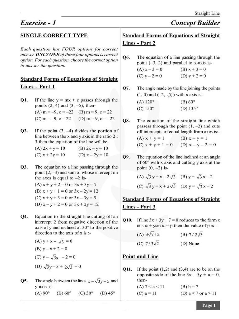 Straight Line L1 | PDF