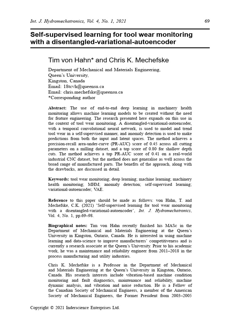 Self-Supervised Learning For Tool Wear Monitoring | PDF | Deep Learning ...